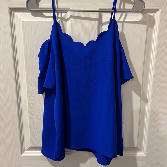 Monteau | Tops | Blue Cold Shoulder Blouse New | Poshmark
